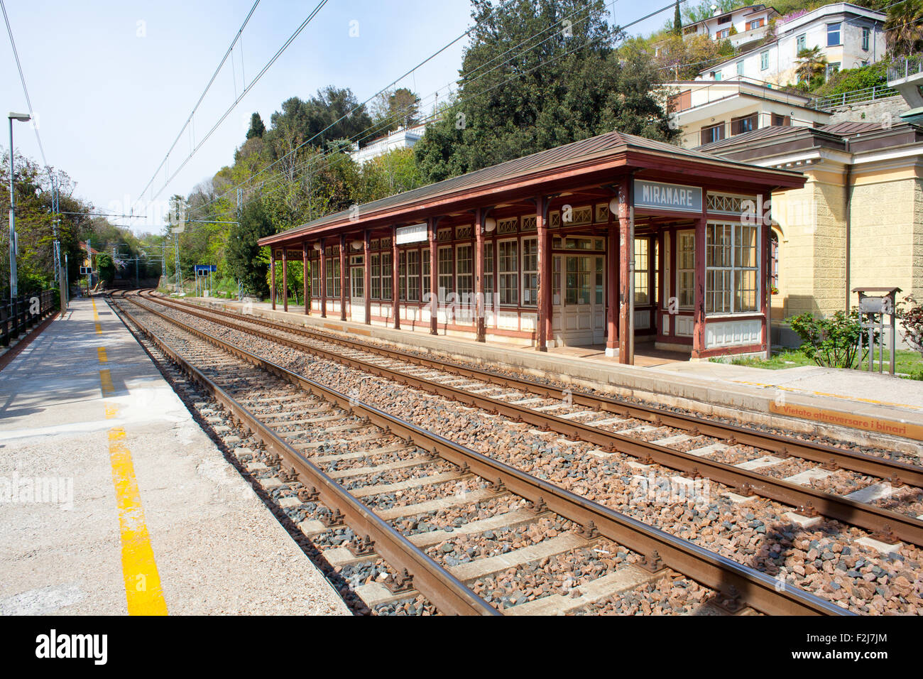View of ancient Miramare railroad station, Trieste Stock Photo - Alamy