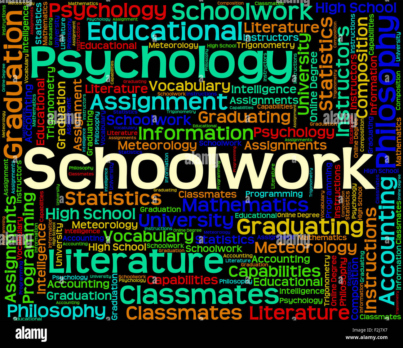 Schoolwork Word Indicating Homework Projects And Text Stock Photo - Alamy