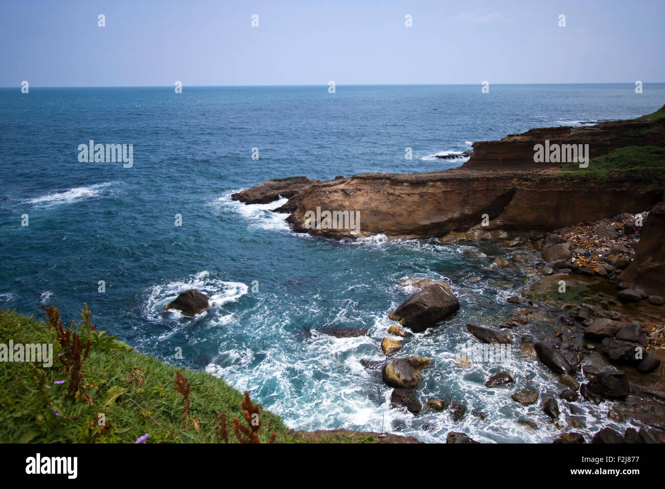 landscape of Pacific Ocean coast, New Taipei City, Taiwan Stock Photo ...