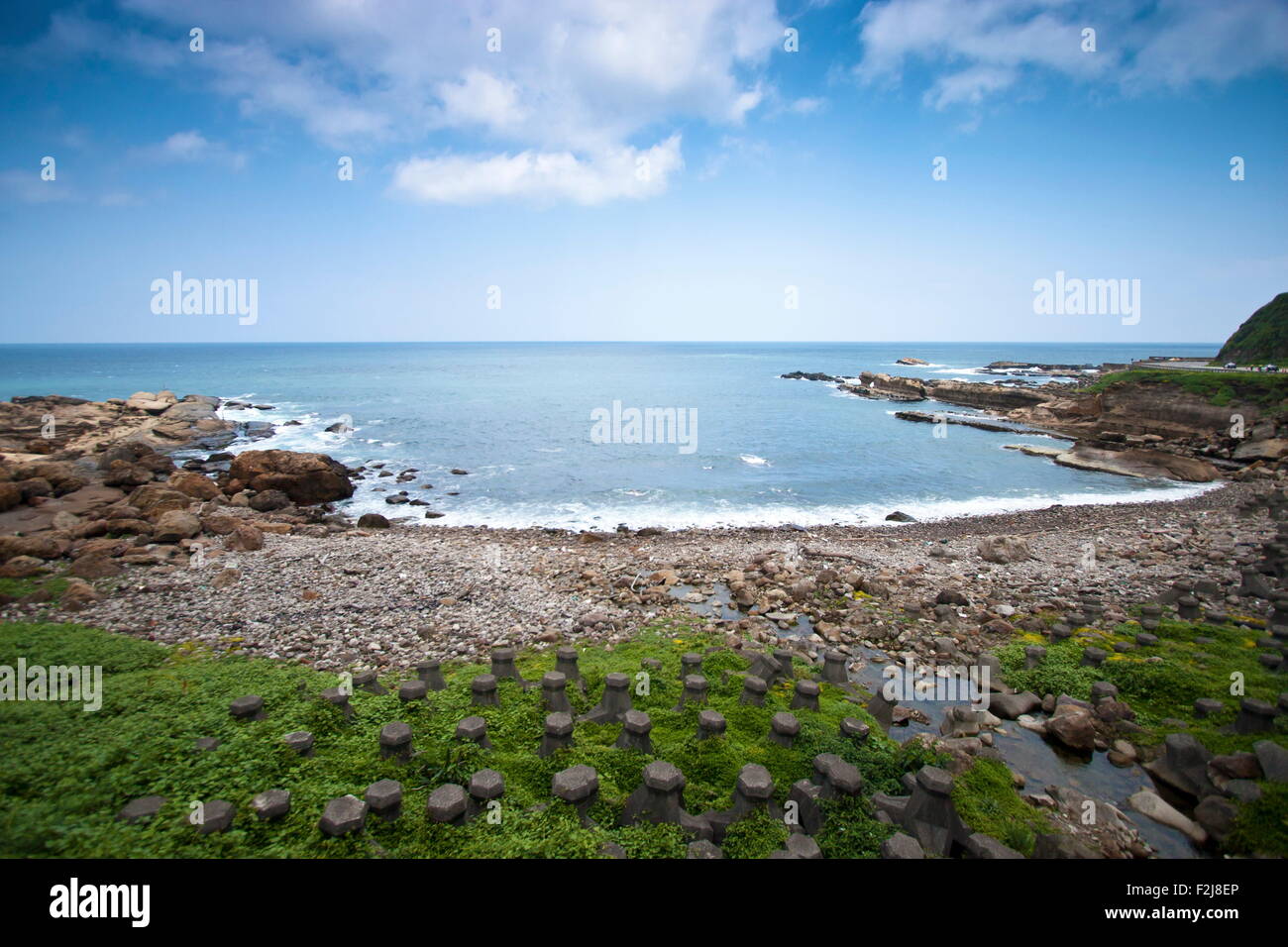 landscape of Pacific Ocean coast, New Taipei City, Taiwan Stock Photo ...