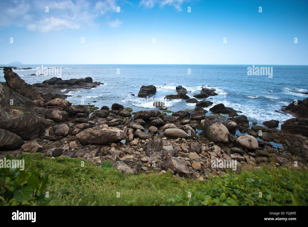 landscape of Pacific Ocean coast, New Taipei City, Taiwan Stock Photo ...