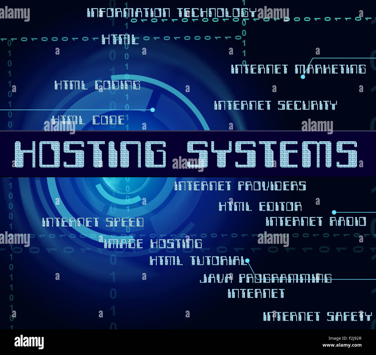 Hosting Systems Representing Technology Word And Network Stock Photo ...