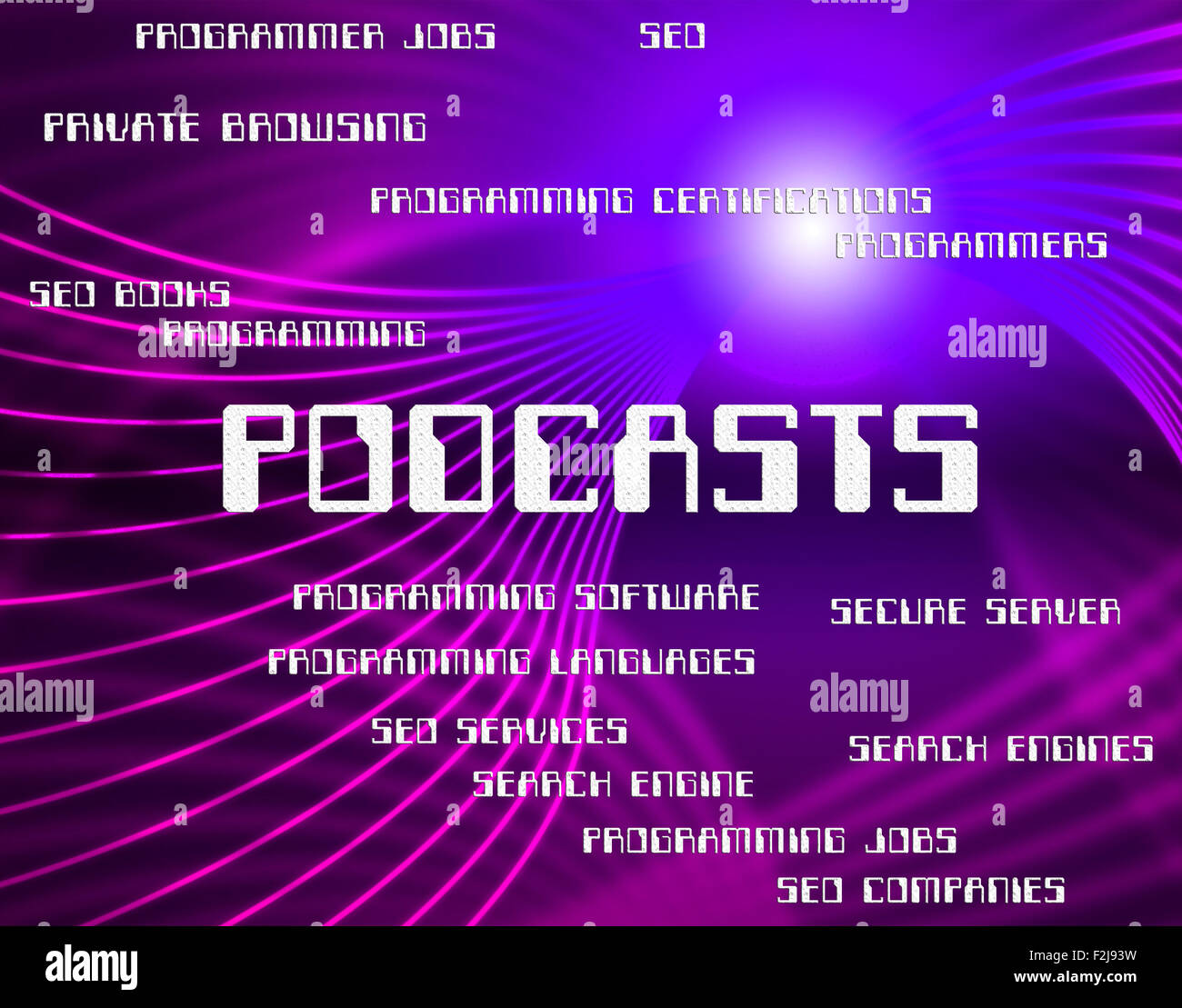 Podcasts Word Representing Audio Webcast And Broadcast Stock Photo - Alamy