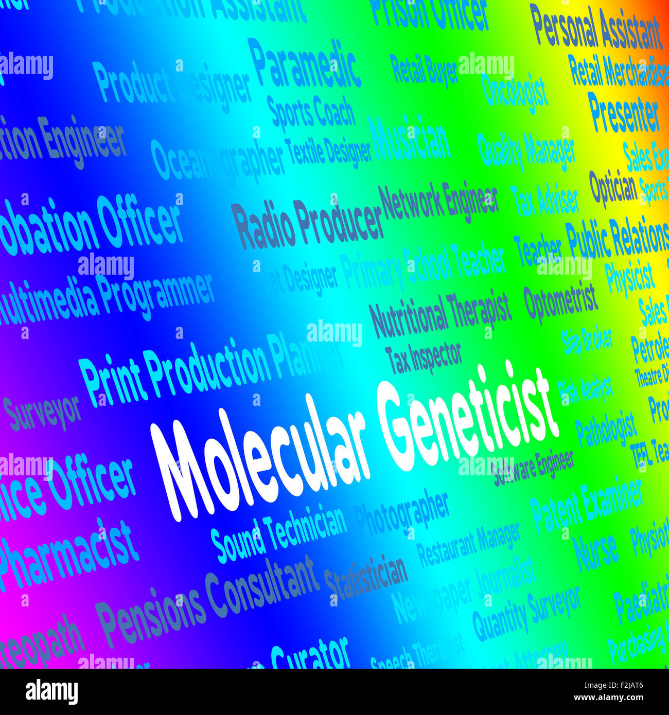 Molecular Geneticist Showing Sub Atomic And Employment Stock Photo - Alamy