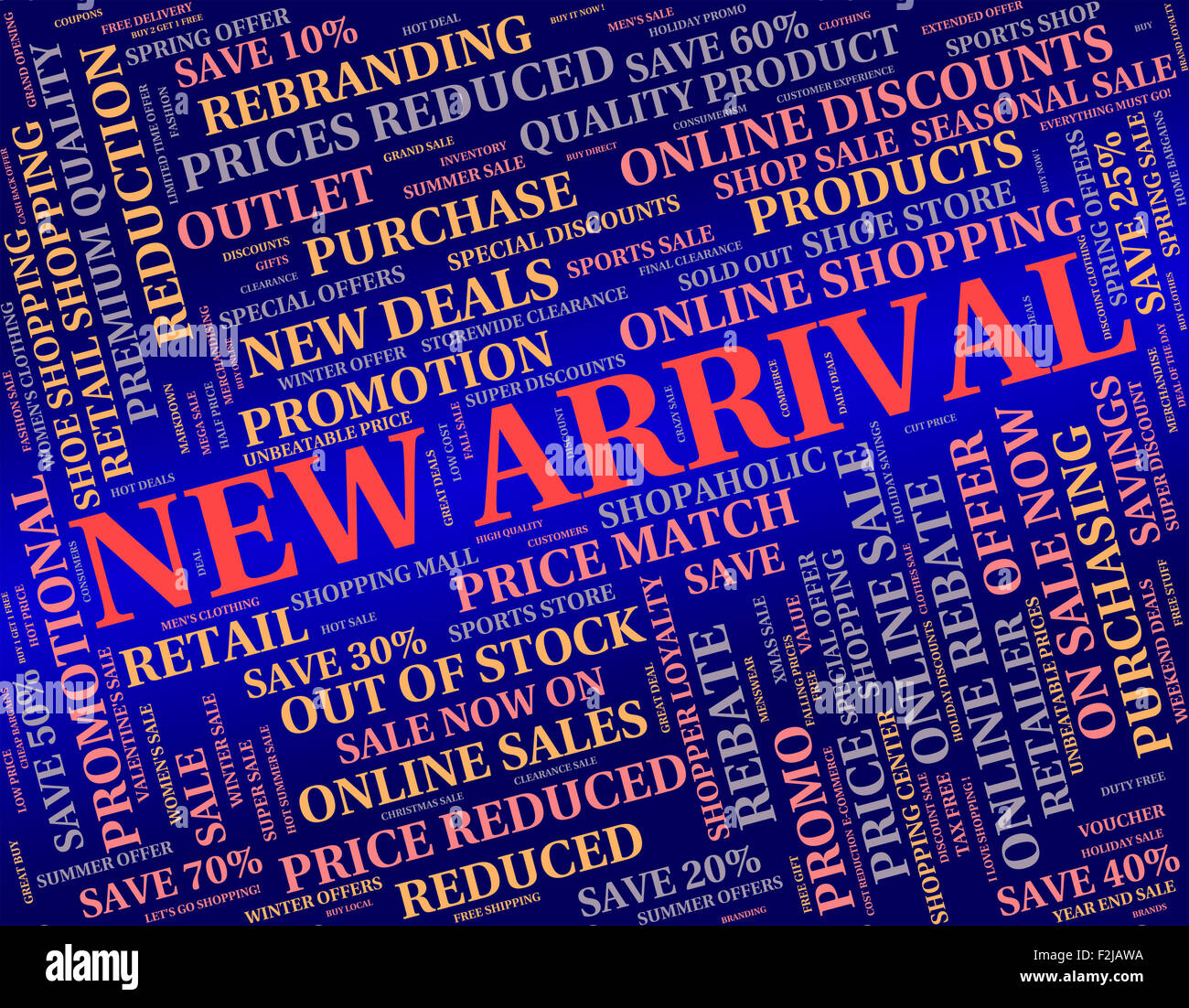 New Arrival Representing Just Arrived And Retail Stock Photo - Alamy