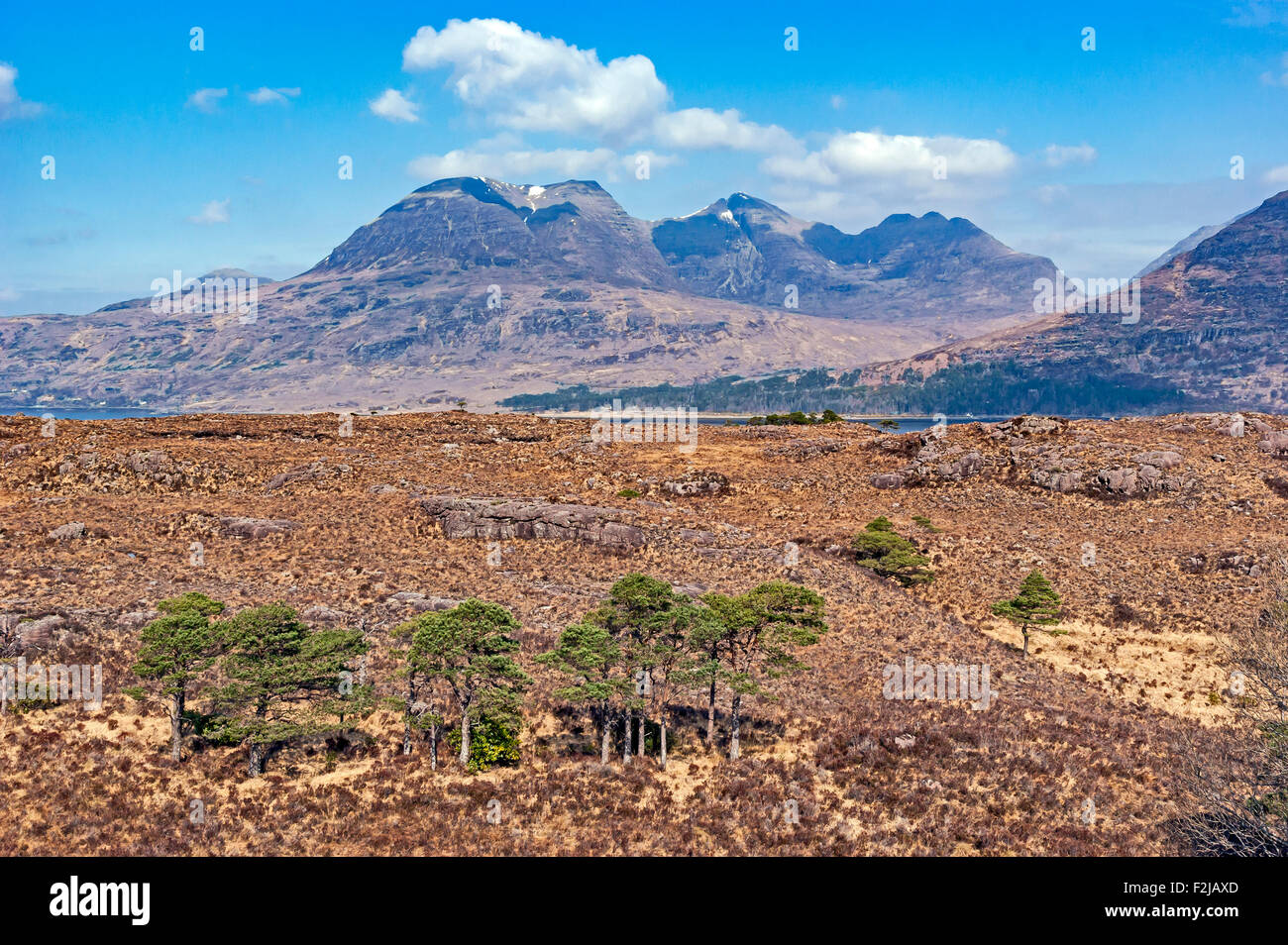 The Scottish Mountain Beinn Alligin raising up to 985 metres from Loch ...