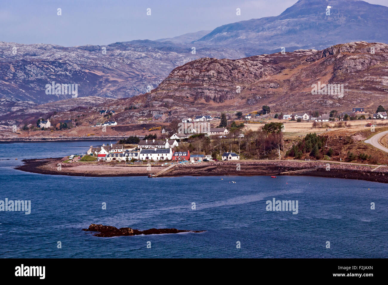 The village Shieldaig in Wester Ross Scotland with the Torridon ...