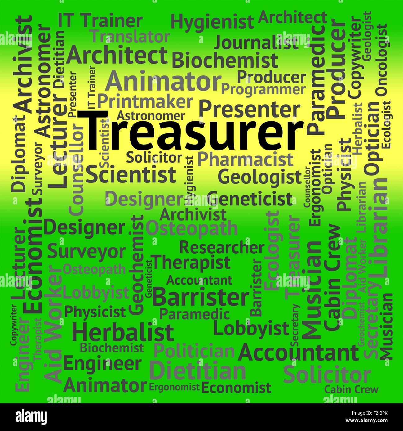 Treasurer Job Showing Employment Words And Occupations Stock Photo - Alamy