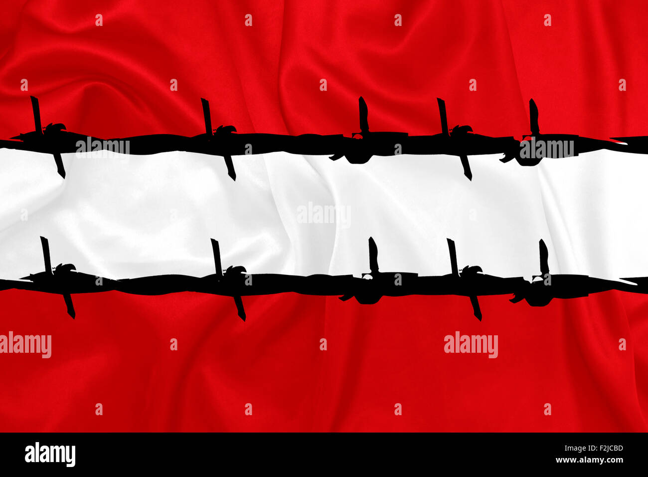 Austria - national flag with barbed wire Stock Photo - Alamy