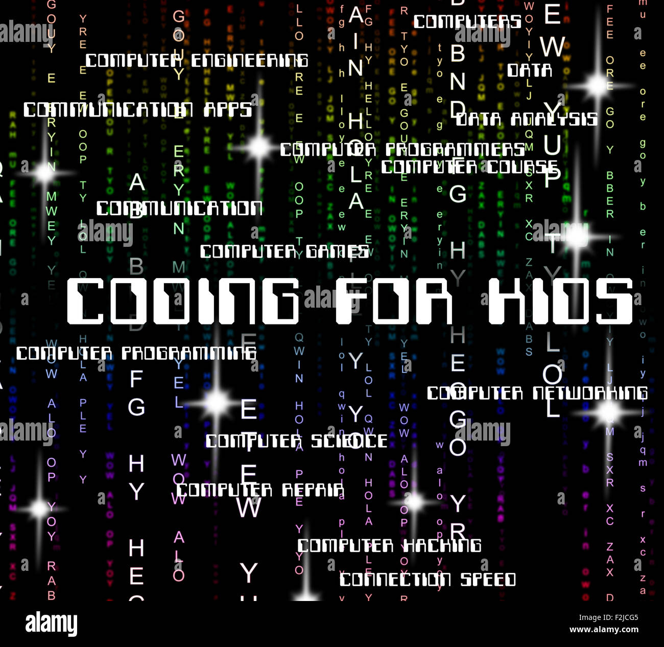 Coding For Kids Indicating Youth Cipher And Word Stock Photo - Alamy