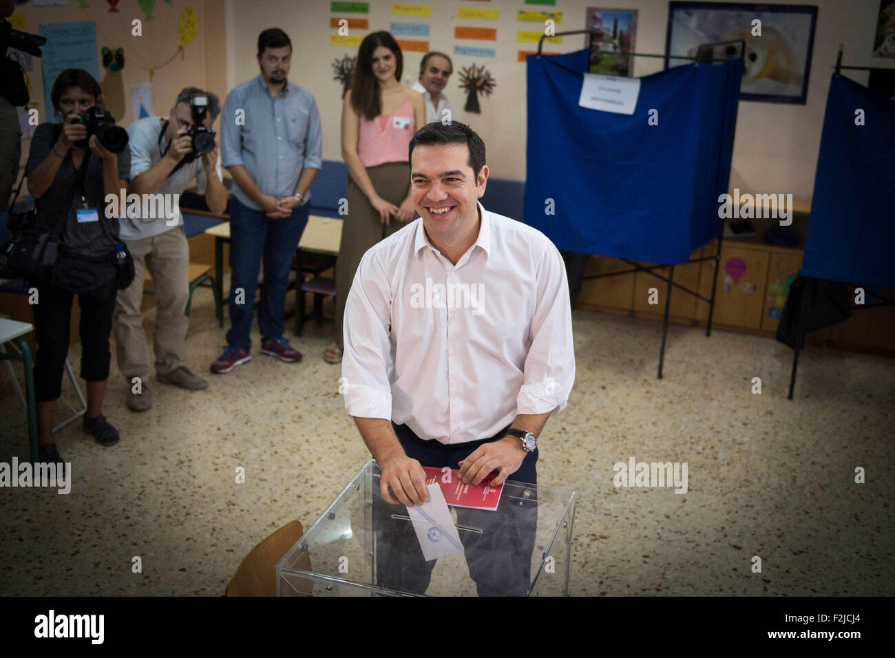 Athens, GREECE. 20th Sep, 2015. Leader of left-wing Syriza party and ...