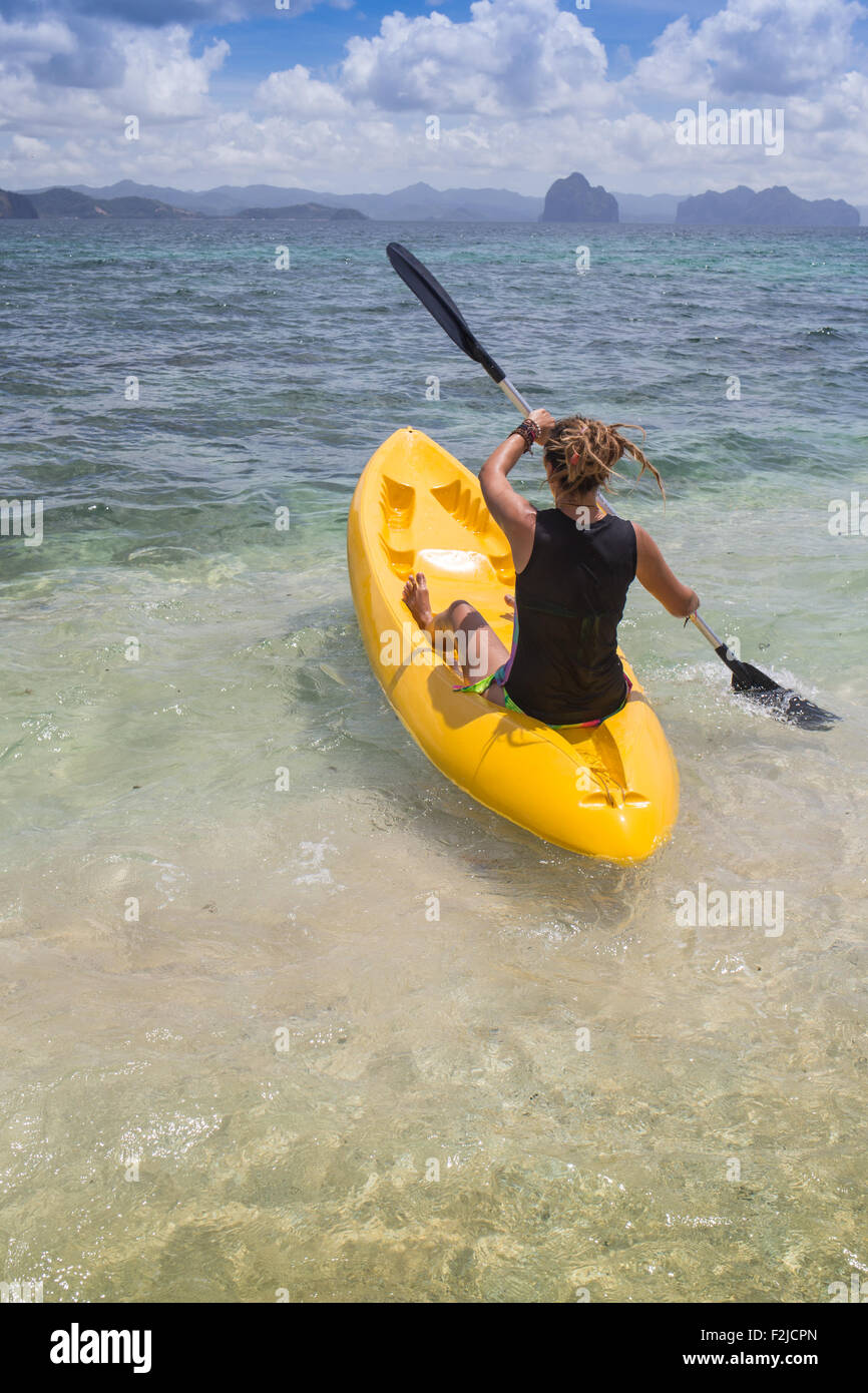 Portrait of a girl in kayak Stock Photo - Alamy
