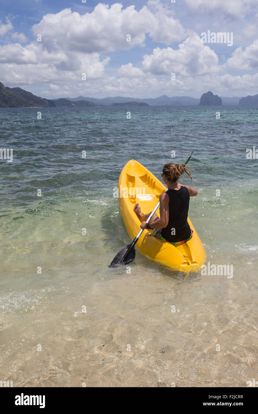 Portrait of a girl in kayak Stock Photo - Alamy
