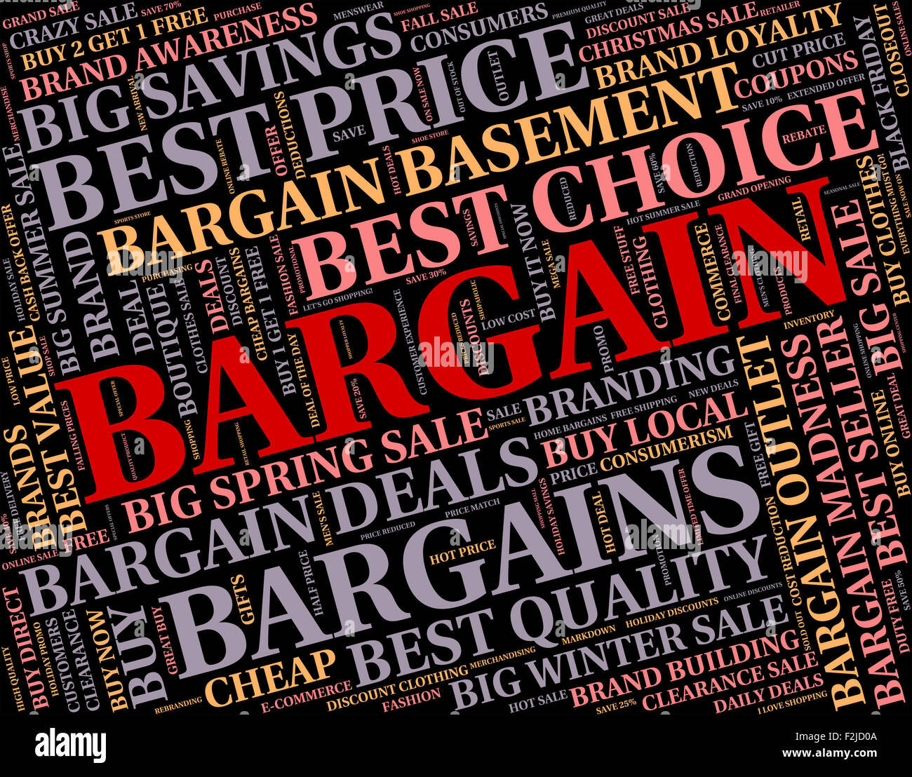 Bargain Word Showing Text Sales And Retail Stock Photo - Alamy