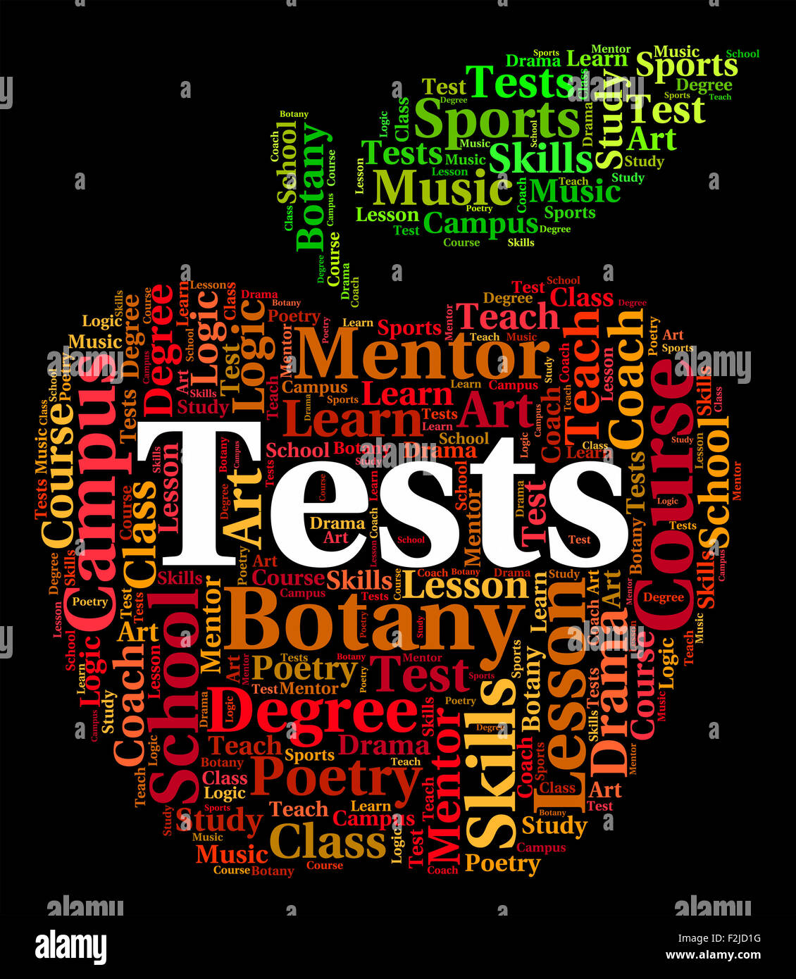 Tests Word Representing Testing Tested And Questions Stock Photo - Alamy