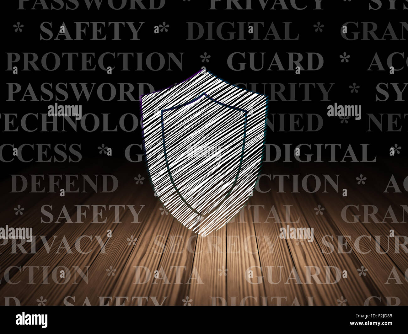 Privacy concept: Shield in grunge dark room Stock Photo - Alamy