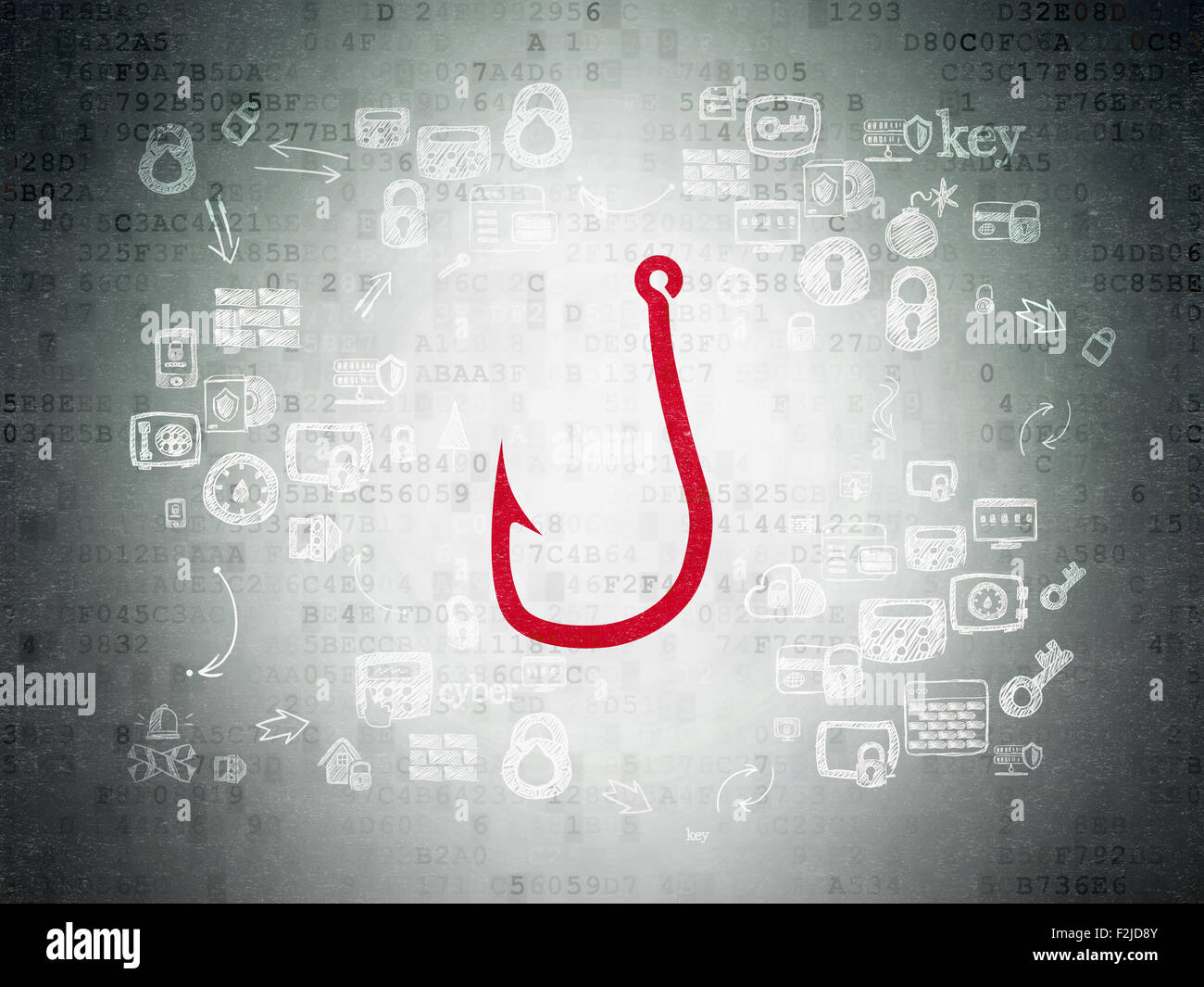 Safety concept: Fishing Hook on Digital Paper background Stock Photo ...