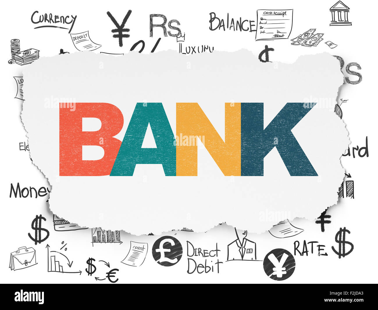 Money concept: Bank on Torn Paper background Stock Photo - Alamy