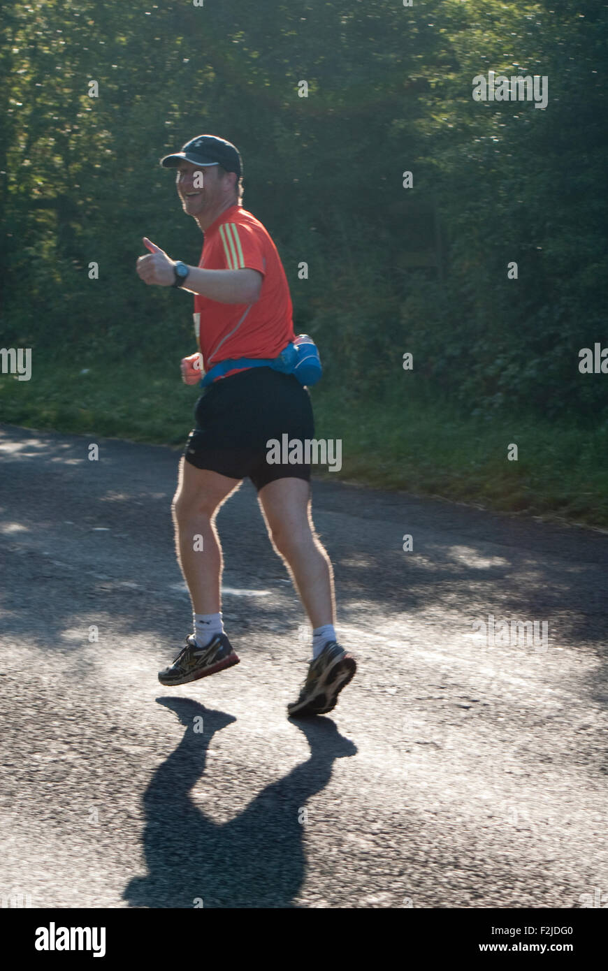 20th September, 2015. Man with 'thumbs up' running Chesterfield ...