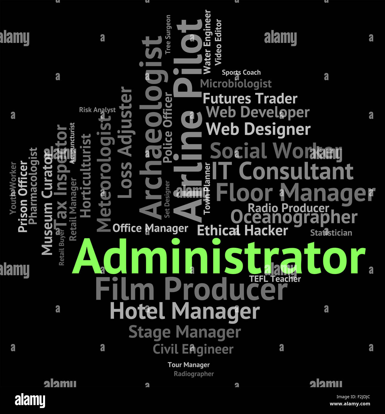 Administrator Job Representing Official Words And Word Stock Photo - Alamy