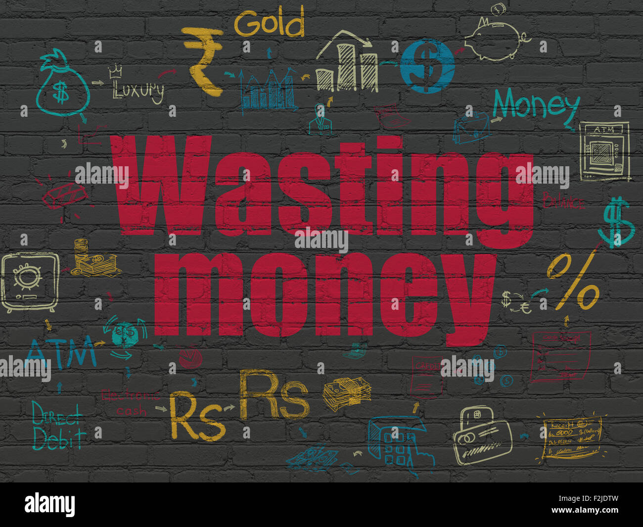 Money concept: Wasting Money on wall background Stock Photo - Alamy
