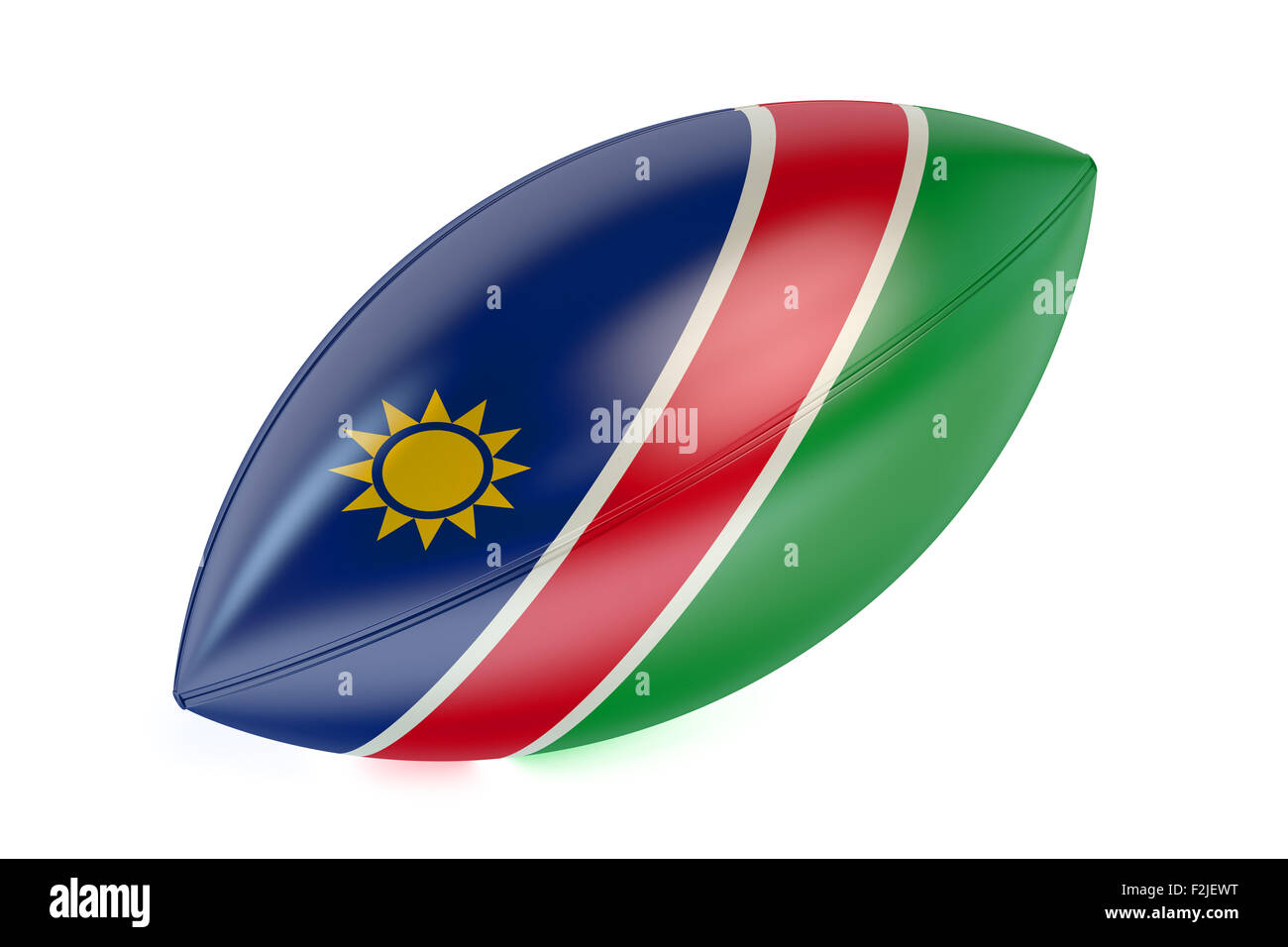 Rugby Ball with flag of Namibia isolated on white background Stock ...