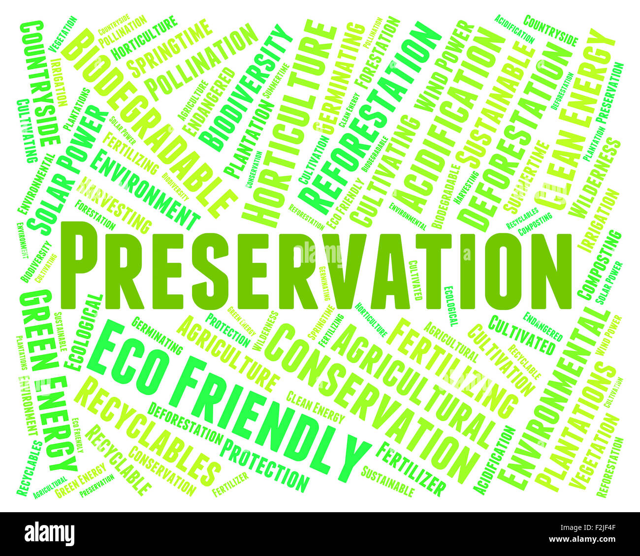 Preservation Word Showing Earth Friendly And Planet Stock Photo - Alamy