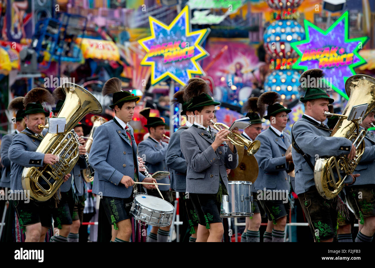 Munich, Germany. 20th Sep, 2015. Members of a marching band take part ...