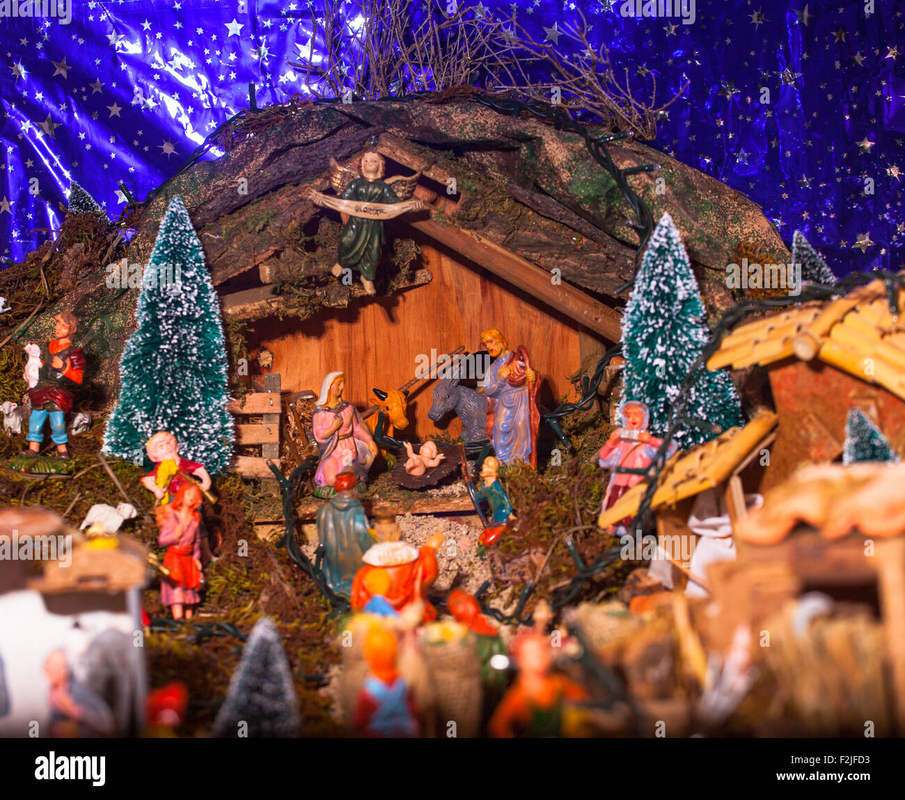 View of nativity scene, in Italian called Presepe Stock Photo - Alamy