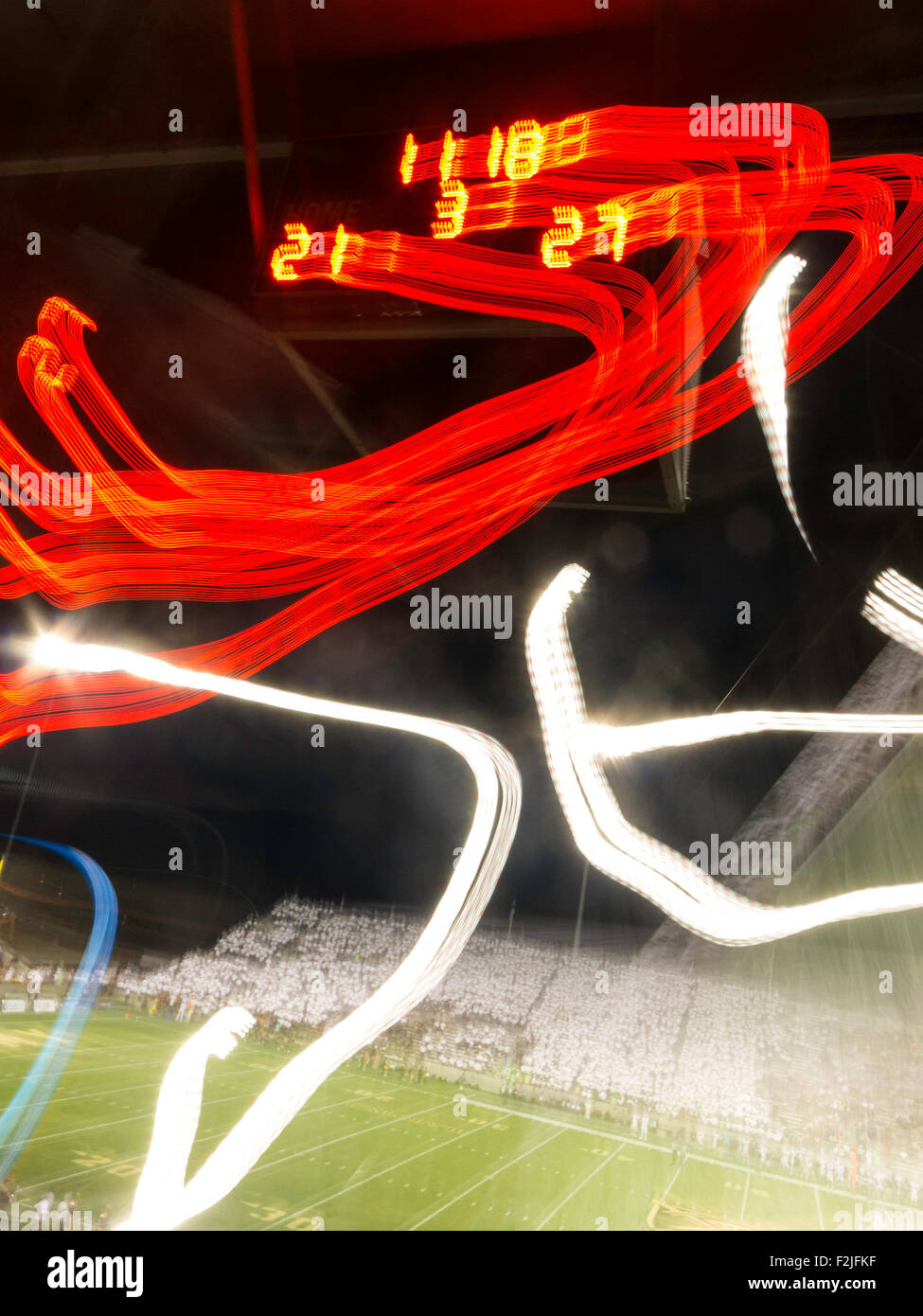 Abstract floating numbers; college stadium scoreboard, USA Stock Photo ...