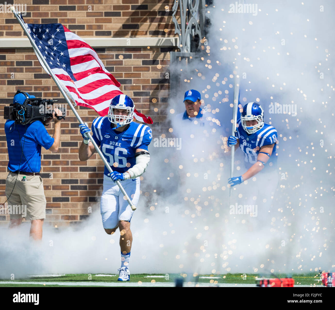 Durham, N.C., USA. 19th September, 2015. The Duke football team enters ...