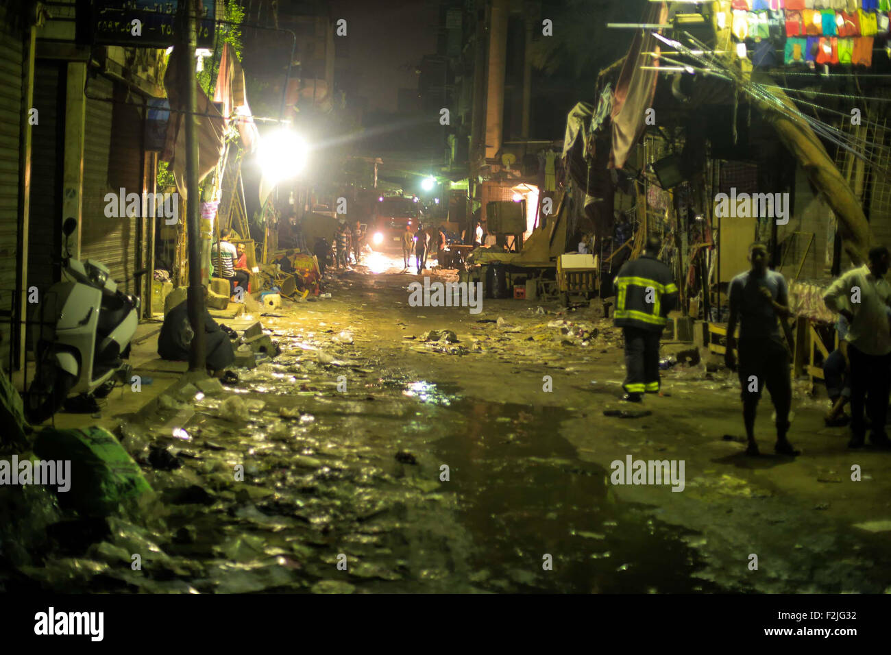 Sept. 19, 2015 - Cairo, Cairo, Egypt - Egyptian firefighters inspect ...