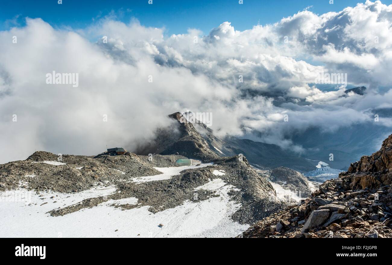 Aerial view of a mountain slopes covered with snow Stock Photo - Alamy