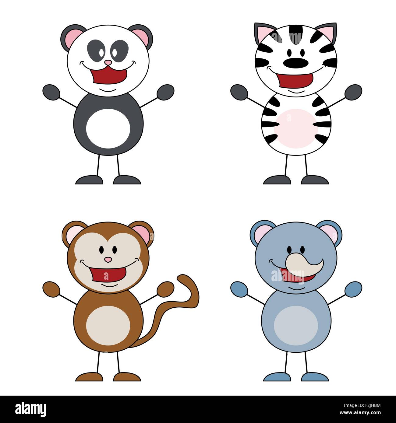 Panda, Zebra, Monkey, Rhino Stock Vector Image & Art - Alamy