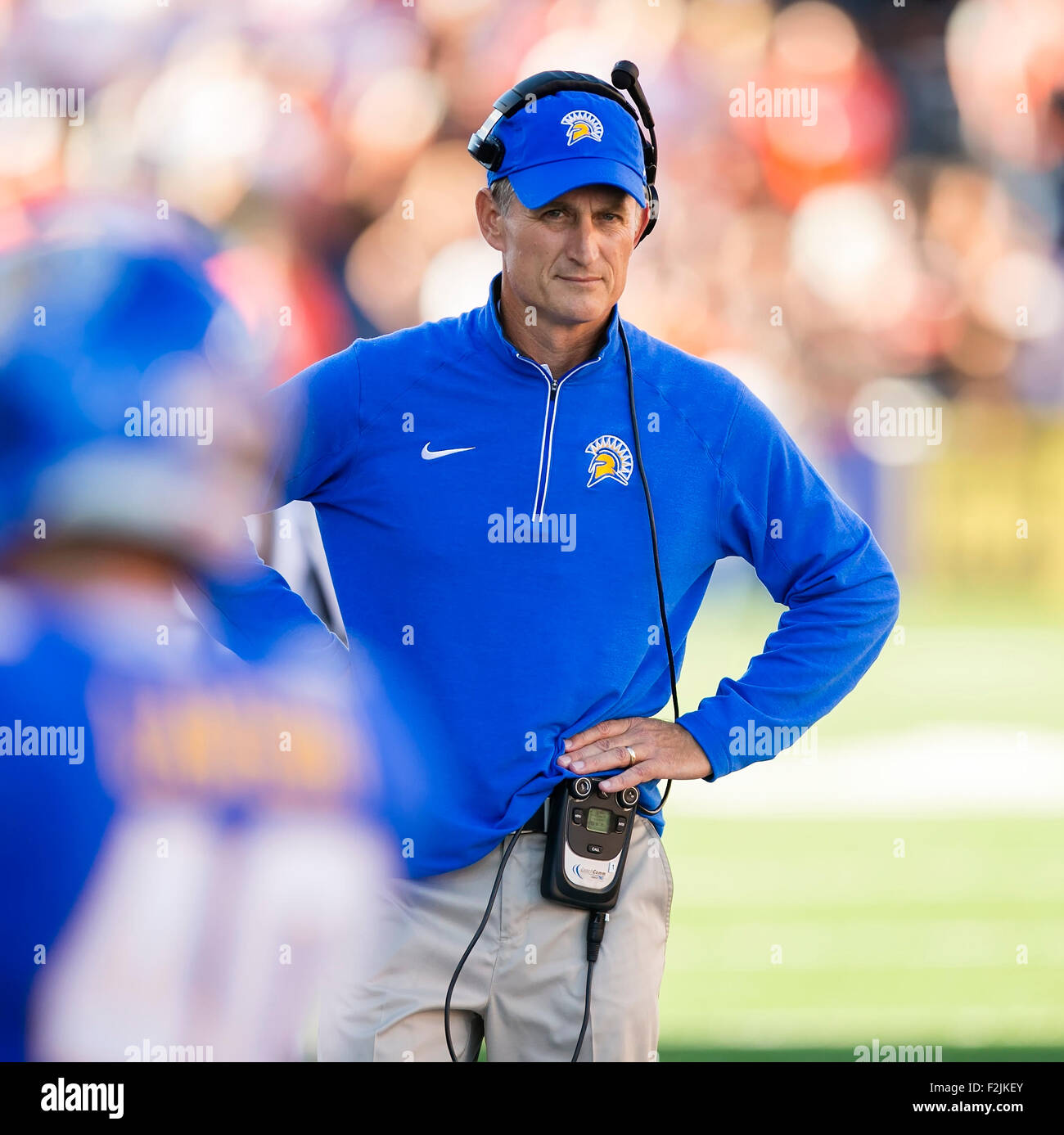 September 19, 2015: San Jose State Spartans head coach Ron Caragher ...
