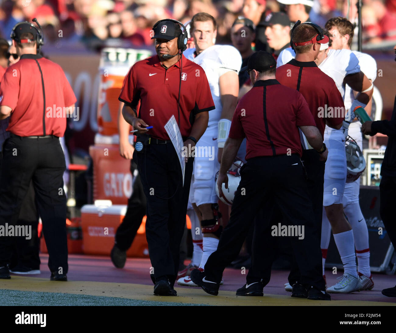 Los Angeles, CA, USA. 19th Sep, 2015. David Shaw Head Coach of Stanford ...