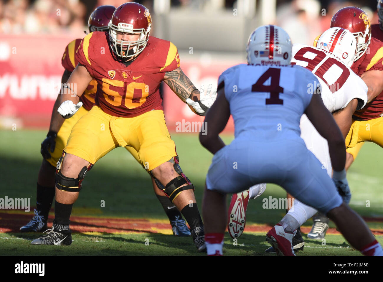 Los Angeles, CA, USA. 19th Sep, 2015. Grant Moore #50 USC Trojans ...