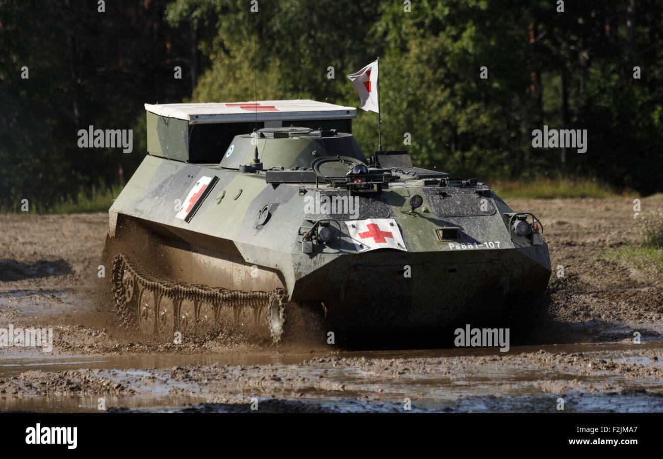 Unarmed MT-LBu tracked personnel carrier as a military ambulance of the ...