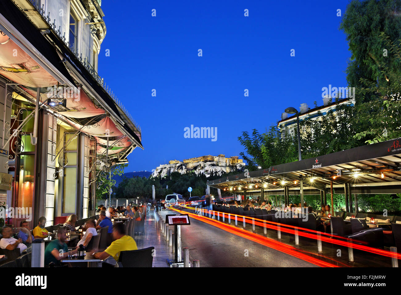 View of the Acropolis from Thision, at the historical center of Athens ...