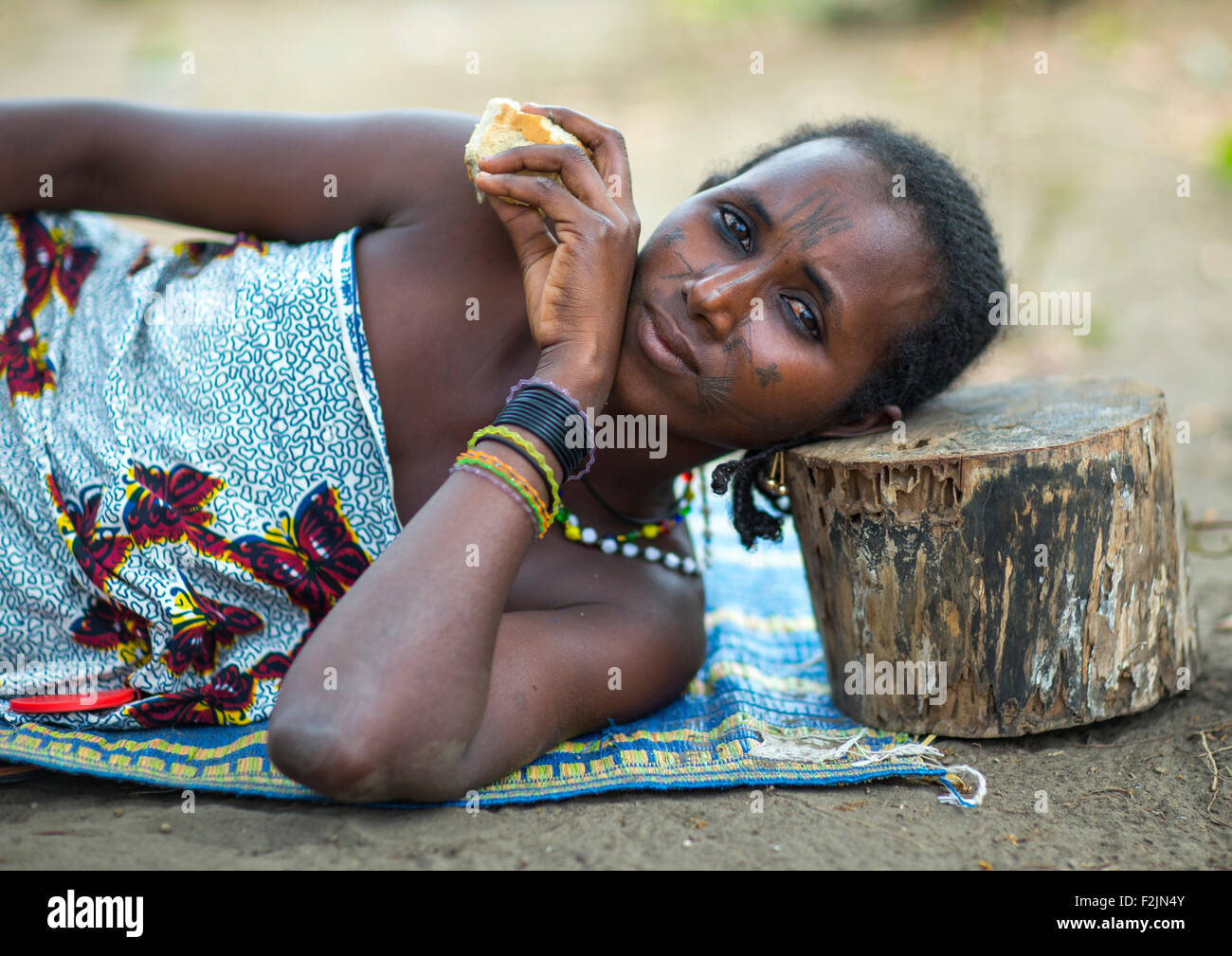 Benin, West Africa, Gossoue, a beautiful tattooed fulani peul tribe ...