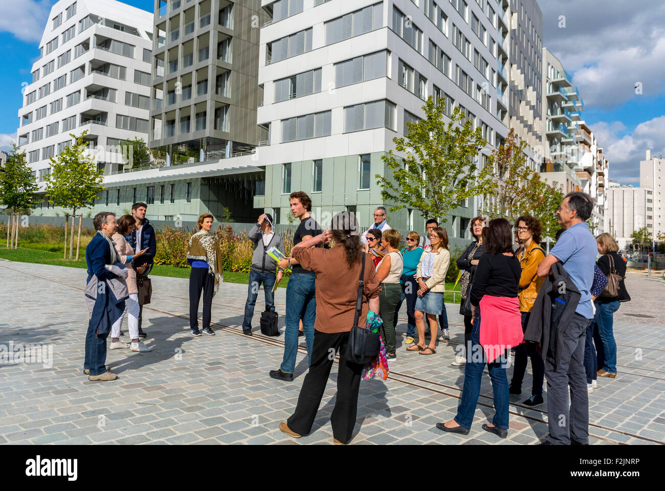 Group people visiting new modern architecture project hi-res stock ...