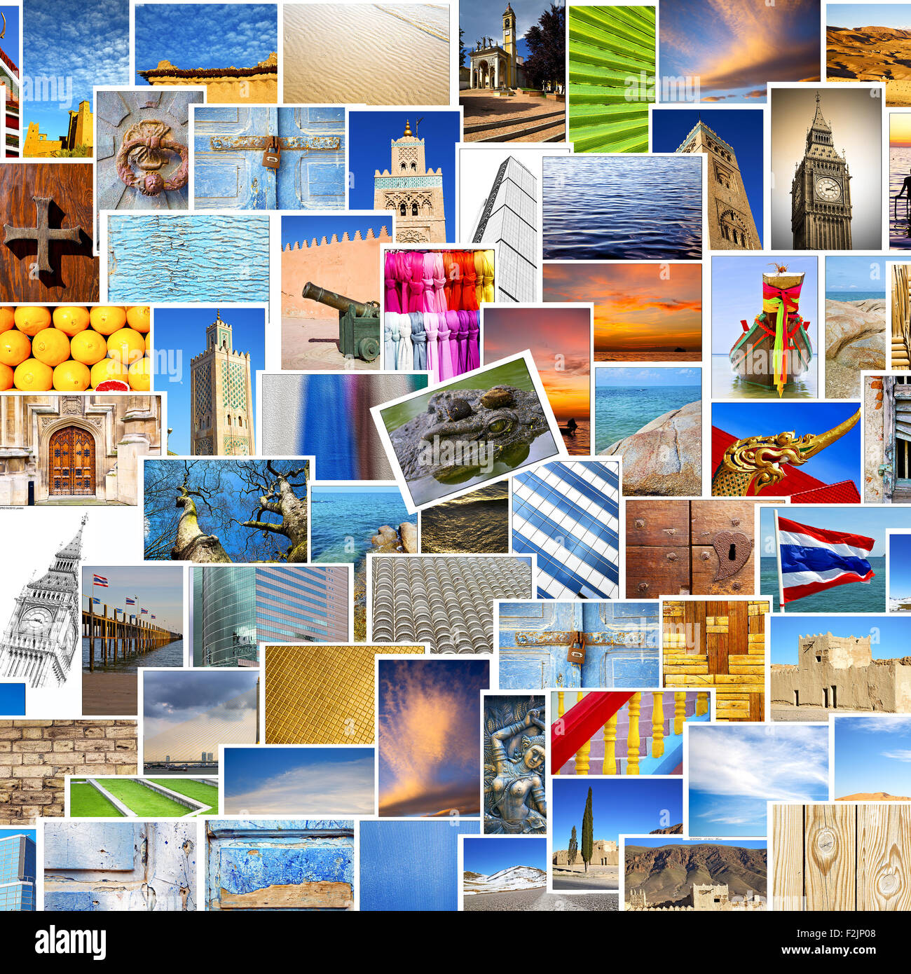 images from all over the world in a patchwork Stock Photo - Alamy