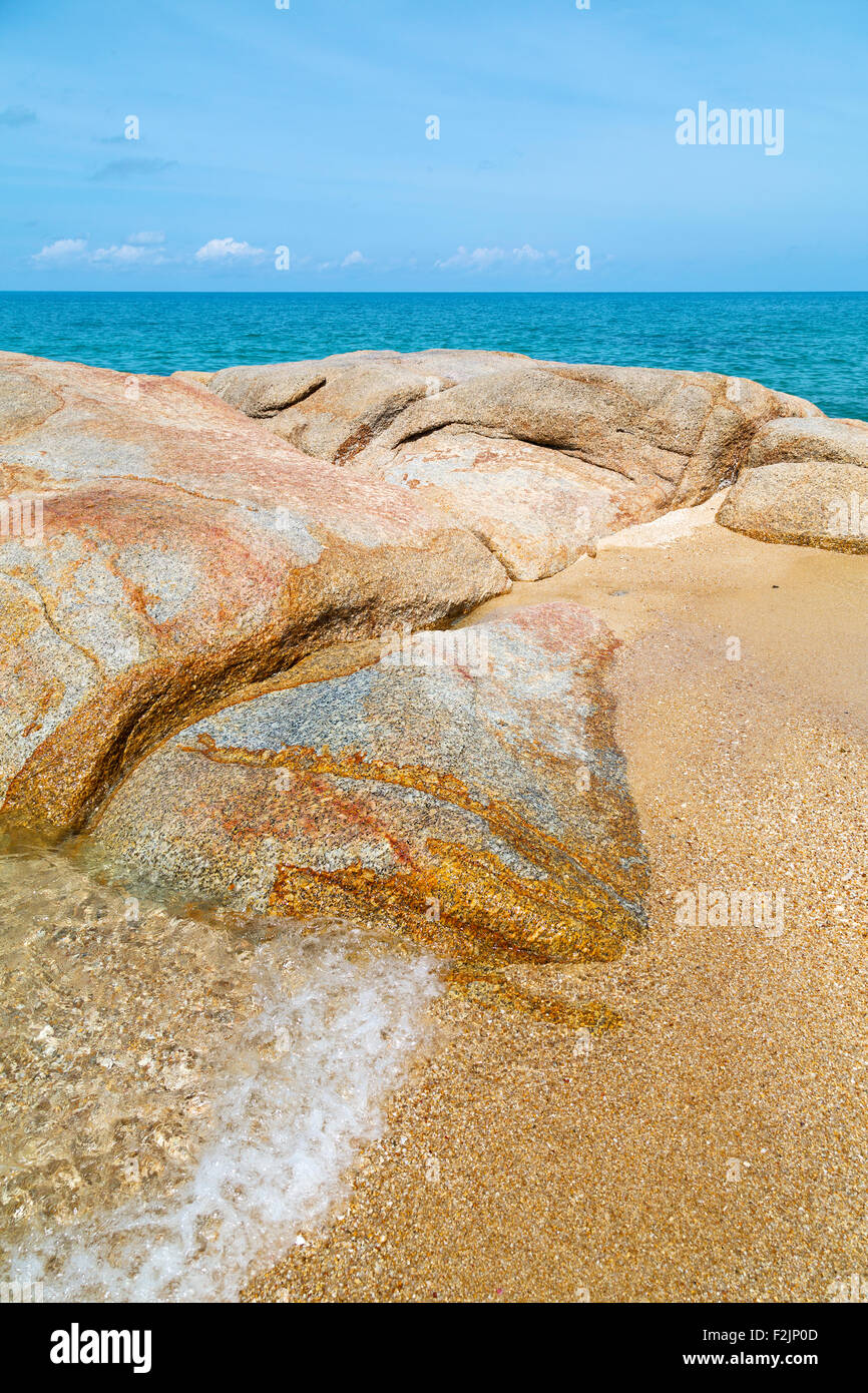 thailand kho samui bay isle white beach rocks in asia and south china ...