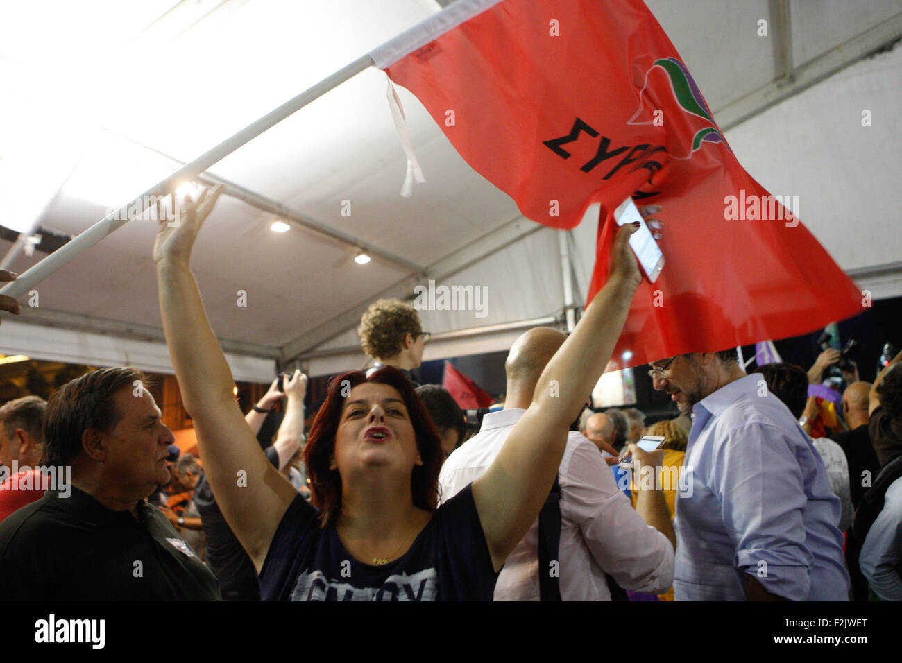 Athens, GREECE. 20th Sep, 2015. Supporters of the left-wing Syriza ...
