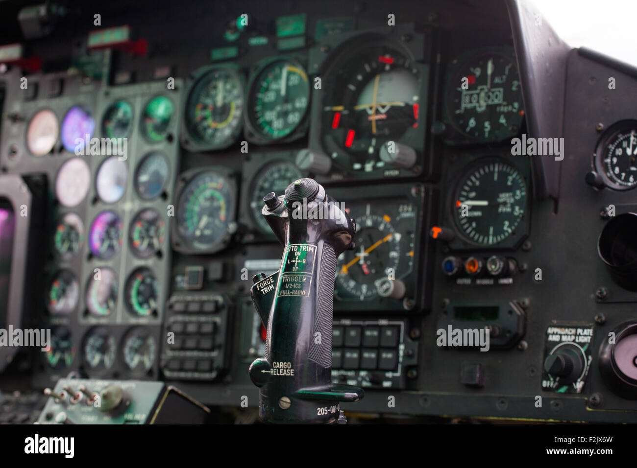Interior of the modern helicopter and handle control Stock Photo - Alamy