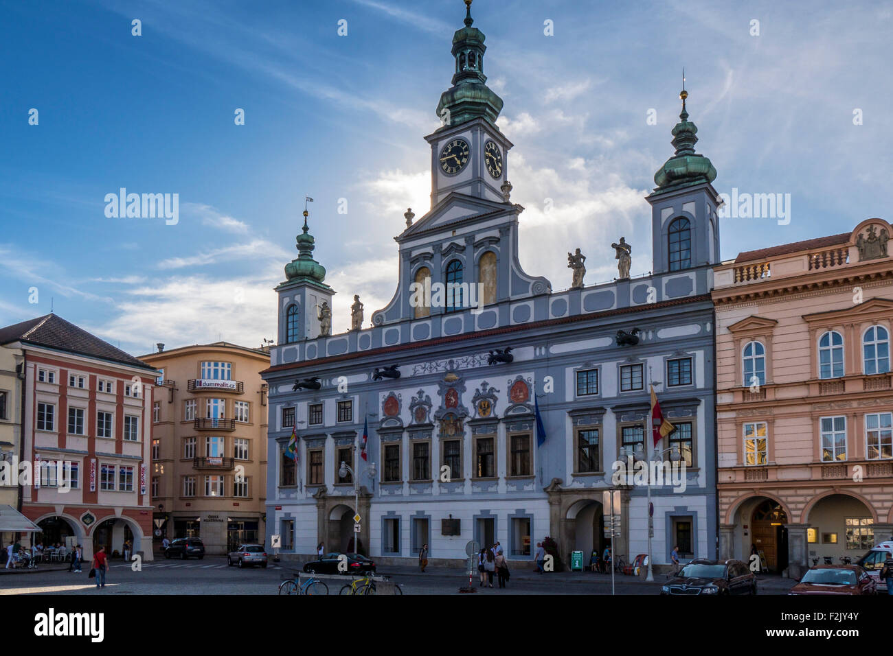 Town hall, historic old town of Ceske Budejovice, Budweis, Budvar ...