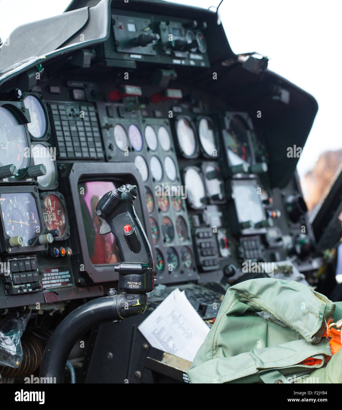Interior of the modern helicopter and handle control Stock Photo - Alamy