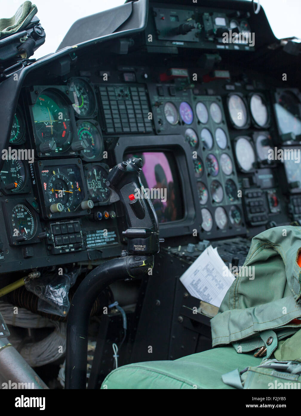 Interior of the modern helicopter and handle control Stock Photo - Alamy