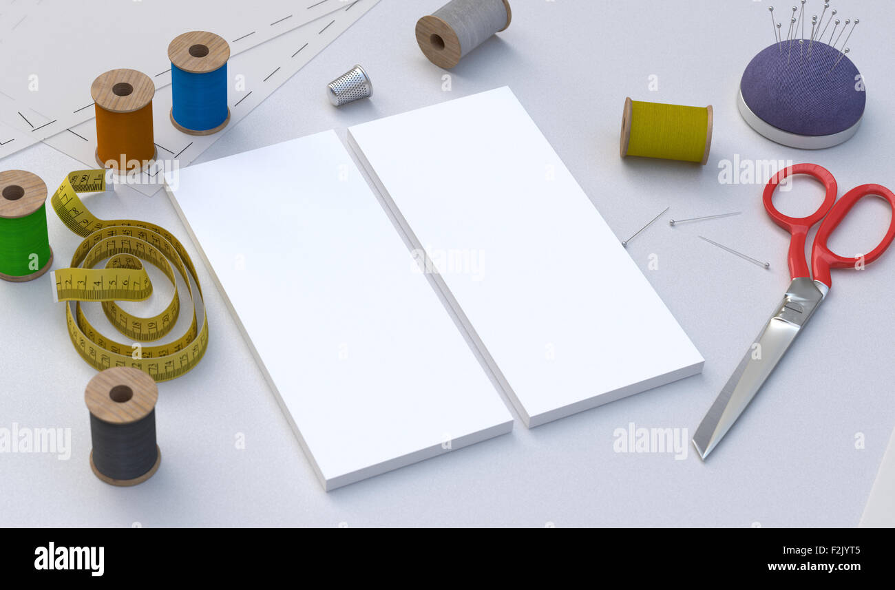 Sewing tools, Tailor kit, mockup Stock Photo - Alamy