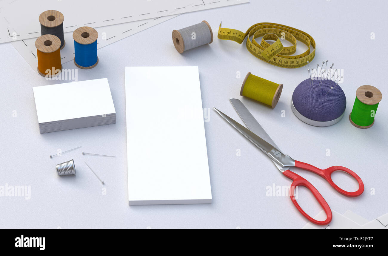 Sewing tools, Tailor kit, mockup Stock Photo - Alamy